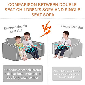 Tiita Kids Sofa Chair, 2 in 1 Toddler Fold Out Couch, Comfy Kids Sofa for Playroom-Extra Soft 2 Seats, Glow in The Dark Children Couch to Lounger for Girls Boys, Vehicles