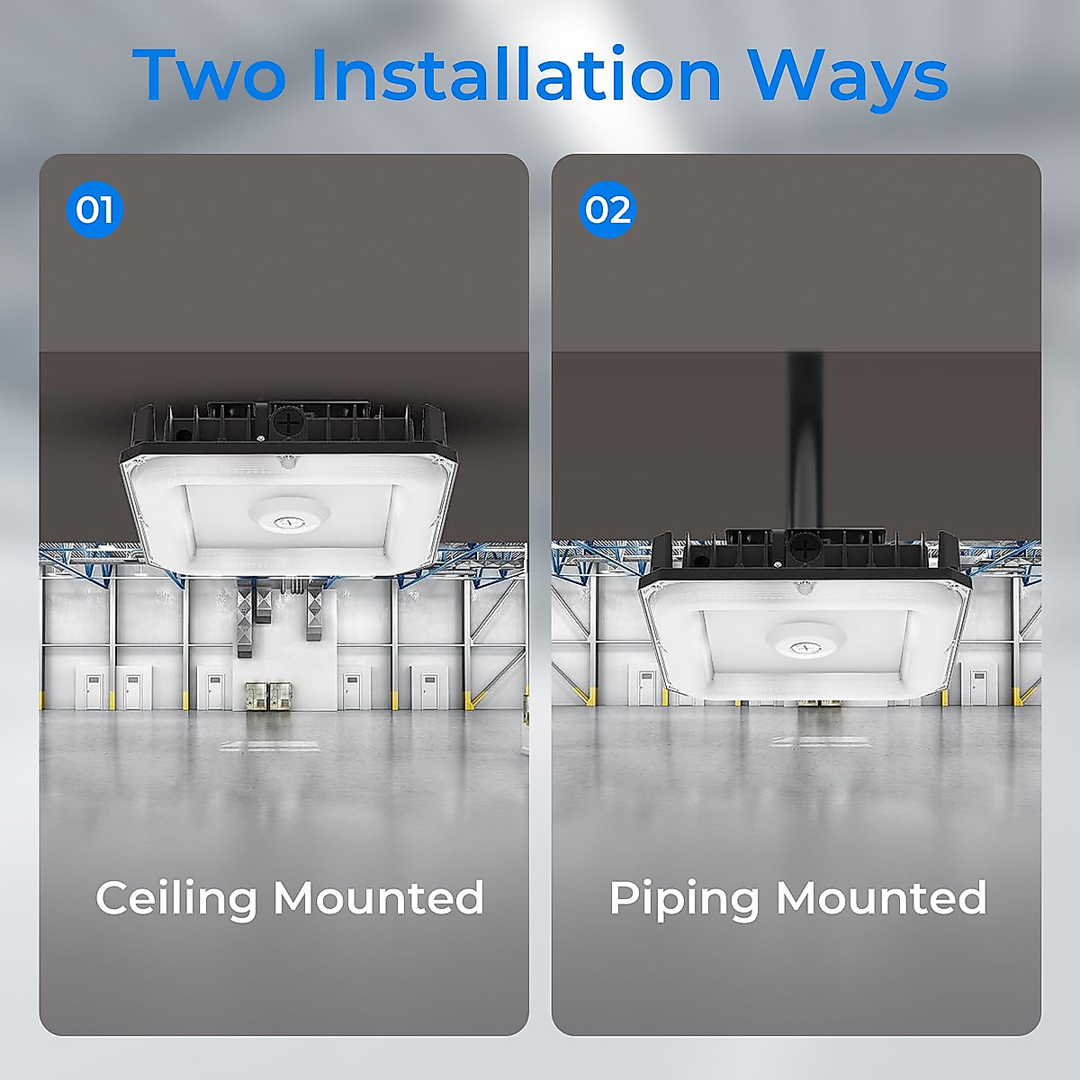 CINOTON 100W LED Canopy Light 2 Pack and 150W/100W/75W LED Flood Light Slipfitter 1 Pack