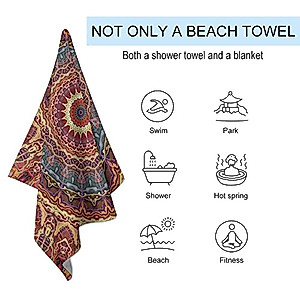 My Little Nest Bath Towels Soft Absorbent Bathroom Towel Circle of Tribal Mandala Quick Dry Bath Towel Large Shower Towels Lightweight Hand Towels 31" x 51"