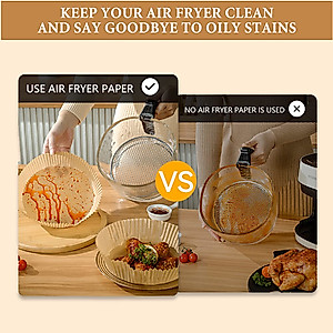 150PCS Air Fryer Disposable Paper Liner, Nantala Round Air Fryer Paper Liners, Parchment Paper Non-Stick, Water-proof, Food Grade Paper Liner for Baking Roasting Microwave (6.3 Inch)