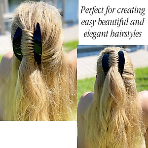 Camila Paris CP2872/2 French Hair Side Combs, Black Interlocking Combs French Twist Hair Combs, Strong Hold Hair Clips for Women Bun Chignon Up-Do, Styling Girls Hair Accessories, Made in France