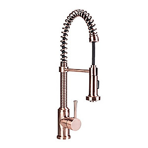 Fontaine by Italia, N96565FC-DP-AC, Residential Spring Coil Pull Down Kitchen Sink Basin Faucet Tap Fixture with Cone and Flat Spray Heads and Deck Plate for 1 or 3 Hole Installation in Antique Copper