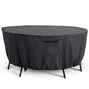 Tempera Round Patio Furniture Cover , Outdoor Table , Sectioal Sofa Set Cover, Tear Resistant , Anti-UV Outside Table Cover Waterproof , 62"D x 27.8"H, Space Grey