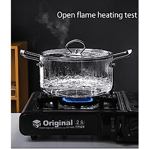 GFHVDC Glass Clear Saucepan with Lid,Glass pot Glass Cookware Set Saucepan with Lid, Glass Pot Stovetop Heat Resistant Stainless Steel Double Handles Clear Glassware for Cooking Milk, Pasta & Baby F