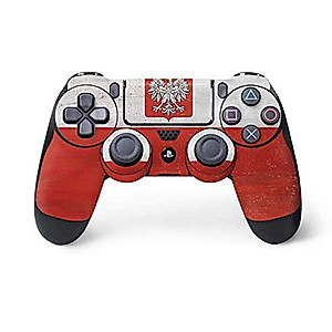 Skinit Decal Gaming Skin for PS4 Controller - Officially Licensed Skinit Originally Designed Poland Flag Distressed Design