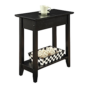 Convenience Concepts American Heritage Flip Top End Table with Shelf, Black