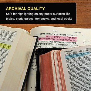 U.S. Office Supply Bible Safe Gel Highlighters, 6 Pack Set - 6 Different Bright Neon Fluorescent Highlight Colors Yellow, Orange, Pink, Purple, Green, Blue - Won't Bleed, Fade or Smear - Study Guide