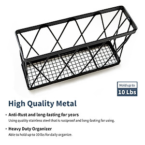 Rise age Tupperware Organizer for Cabinet, Adhesive Cabinet Door Organizer Wall Mounted Lid Organizer No Drill Kitchen Cabinet Organizers Storage for Slim Space 3 Pcs Black Stainless Steel