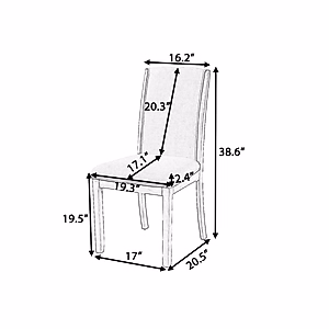 YuiHome Set of 4, Full Back Set with Upholstered, Farmhouse Dining Chairs with Solid Wood Frame and Legs,White+Cushion Beige