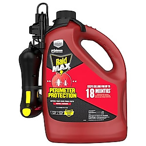 Raid MAX Perimeter Protection, 1 Gallon, Indoor & Outdoor Insecticide Spray with Reusable Electric Sprayer