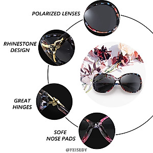 FEISEDY Women Oversized Polarized Sunglasses Ladies Large Shades Classic Fox Sunglasses B2730 (Floral, 58)