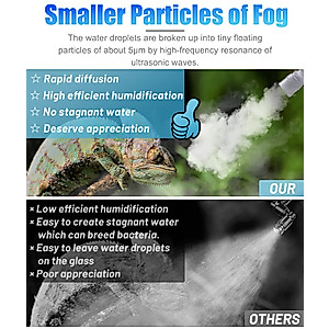 Top fill Reptile Fogger Terrariums Humidifier Fog Machine Mister with 4L Visible Large Tank & Extension Hoses, Suitable for Terrariums & Enclosures, Ideal for Reptiles/Amphibians/Herps/Vivarium/Moss
