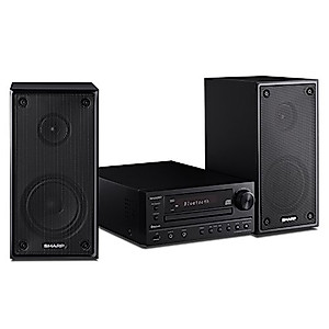 Sharp XLHF102B HI Fi Component MicroSystem with Bluetooth, USB Port for MP3 Playback, Built-in CD Player, AM/FM Tuners, 50W RMS, Remote Included, Black