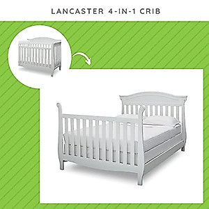 CC KITS Full Size Conversion Kit Bed Rails for Delta Children's Lancaster Crib (Bianca White)