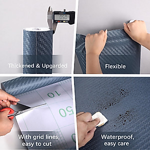 Haimin Fabric Wallpaper Textured Contact Paper (24in X 393in) Navy Blue Grasscloth Wallpaper Peel and Stick Faux Linen Wall Paper Self-Adhesive Vinyl Wallpaper Looks Like Woven Straw…