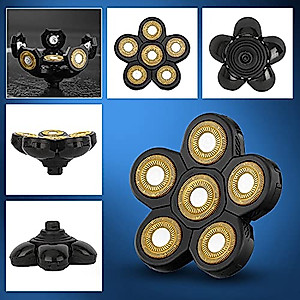 Replacement Head for Electric Shaver Mens Electric Razor Head 6D - Close Head Shavers for Men Replacement Head - Wet & Dry Bald Shavers Blades Waterproof Shavers Replacement Blades Head（Gold）