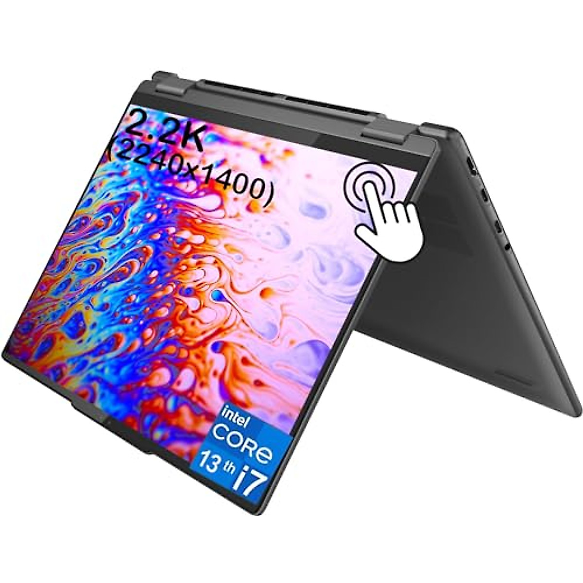 Lenovo 2023 Newest Yoga 7i 2-in-1 Laptop 14" 2.2K Touchscreen,13th Gen Intel 10-Core i7-1355U, Iris Xe Graphics, 16GB LPDDR5 RAM | 512GB SSD, WI-FI 6E,Thunderbolt 4,HD Webcame,Windows 11 H,Storm Grey