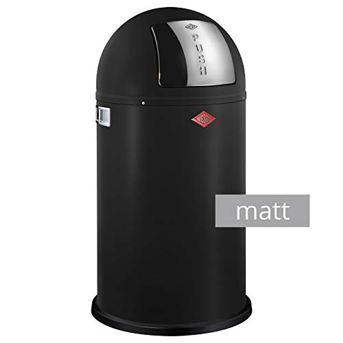ウェスコ(Wesco) Push Bin 16.9 gal (50 L) PUSHBOY Trash Can with Lid, サイズ:∅40×H75.5cm, Black (Black Matte)