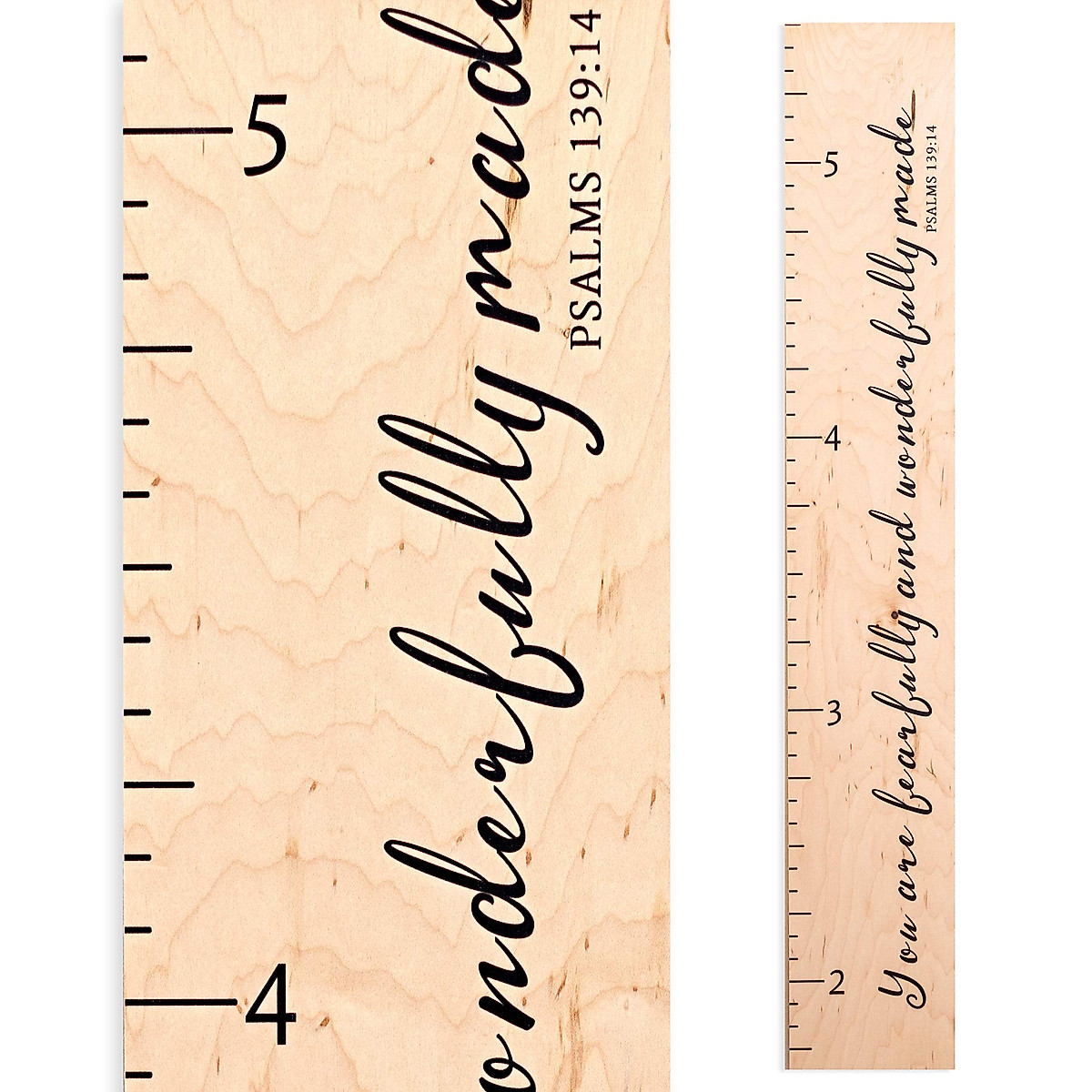 Headwaters Studio Wooden Growth Chart for Wall - Height Measurement for Kids, Wooden Growth Chart for Kids, Growth Chart for Wall, Kids Height - Scriptures - Fearfully Wonderfully Made - 46"x7.5"
