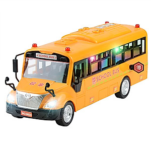Diecast Toy School Bus, Burrs-Free Battery-Operated Toddler Educational Alloy Bus Car Toy