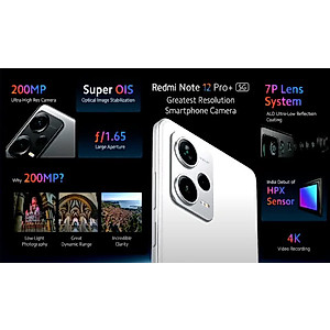 Xiaomi Redmi Note 12 Pro+ Plus 5g (for Tmobile Mint Tello Global) (256 Gb + 8Gb) Unlocked 6.67 200 Mp Triple Camera (Polar White)