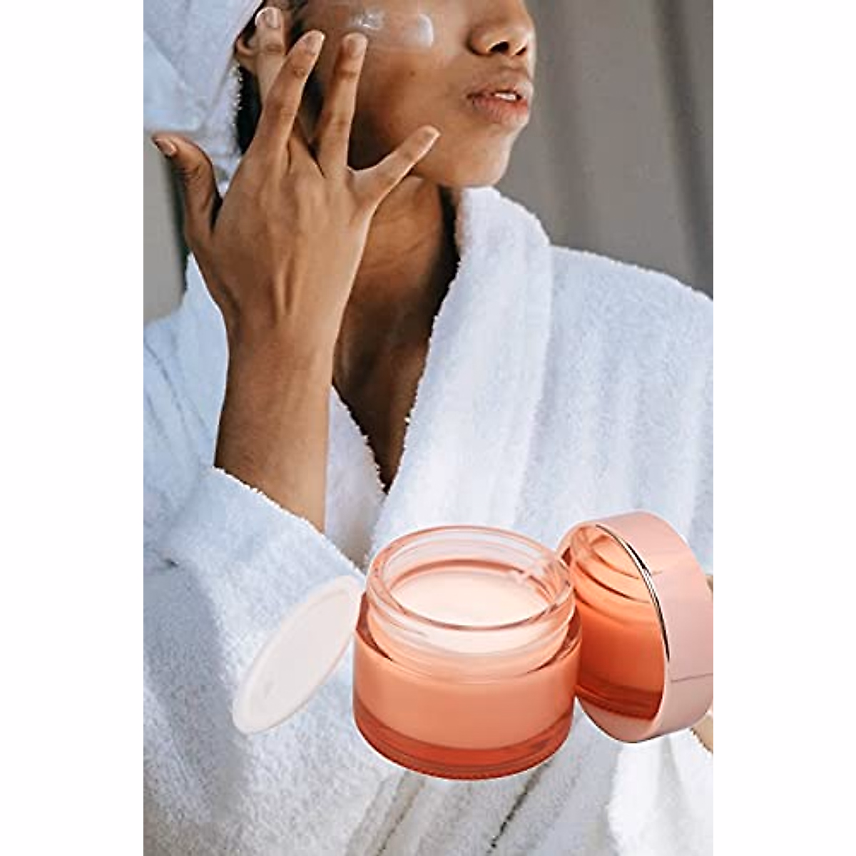 4 Pack Cosmetic Jar Empty Pink Glass Jar Travel Cream Jar Makeup Sample Container Pot For Cream Lotions Scrubs Lip Balm With Inner Liner And Rose Gold Lids (30g/1oz)