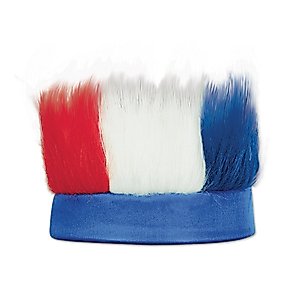Beistle Red, Whtie & Blue Hairy Headband – Novelty Hat for Fourth of July Parties, Halloween Costume Dress Up, France Themed Accessories, Patriotic Headwear