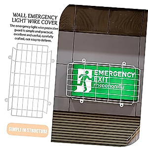BEBEMOKO Exit Light Commercial Emergency Light Wire Cages Corded Emergency Light Emergency Light Protection Cover Protectors Wall Mounted Emergency Light Wire Cover The Wire Sign Iron White