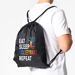 Pishovi Eat Sleep Volleyball Repeat Drawstring Waterproof Volleyball, Volleyball Sports Bag for Man Women, Volleyball Player Gifts, Volleyball Gift for Volleyball Lover, Volleyball Gift Idea (A)