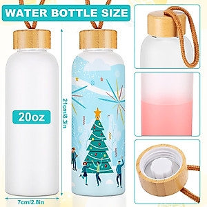 Uiifan 10 Pcs 20 oz Sublimation Glass Blanks with Bamboo Lid and Portable Rope Sublimation Glass Water Bottle Leakproof Sublimation Cups Glass Outdoor Travel Sublimation Tumblers for Heat Press