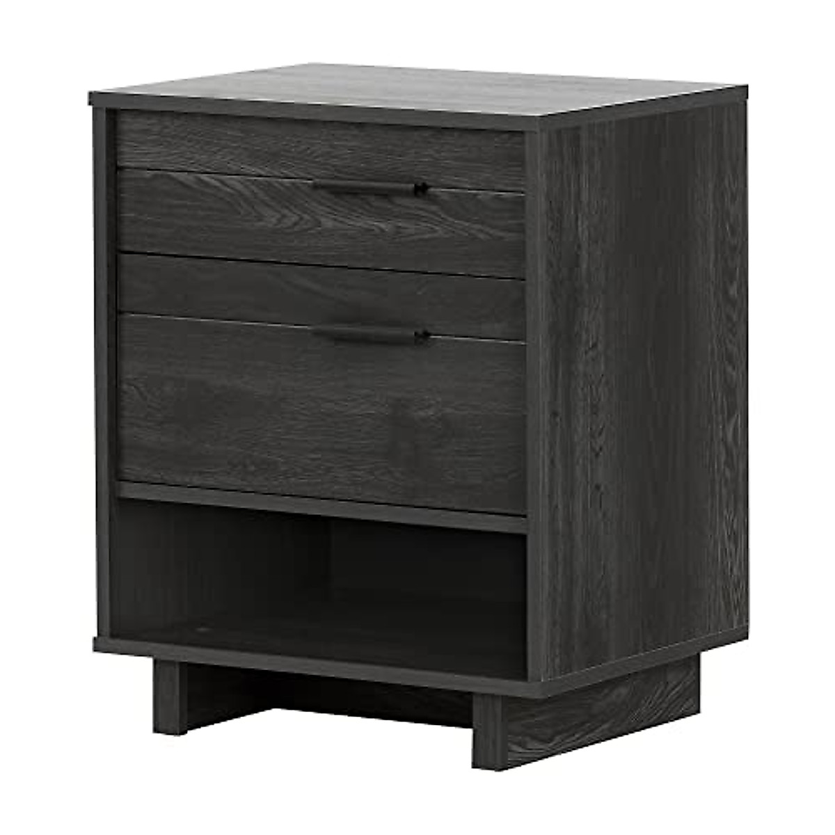 South Shore Fynn Nightstand with Cord Catcher, Gray Oak, 22.25 in x 16.5 in x 24.75 in (D x W x H)