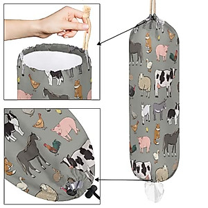 Animal Horse Cow Plastic Bag Holder, Rooster Cat Dog Grocery Bag Storage Holder Hanging Garbage Shopping Bag Trash Bags Organizer for Kitchen Home