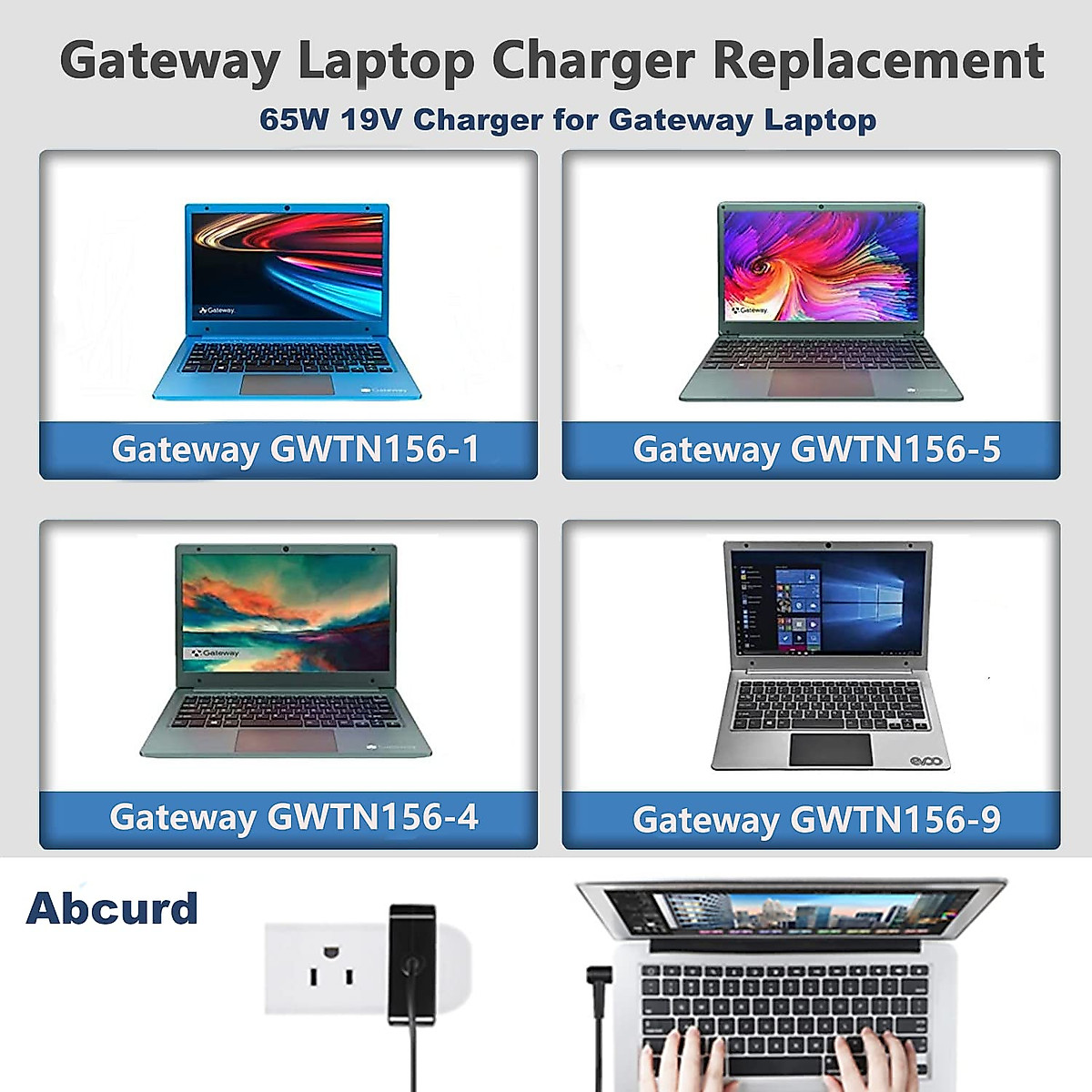 Charger for Gateway Laptop 19V - (Fit for TYPE60-190-3150U GWTN156-1 GWTN156-5 GWTN156-4 GWTN156-7 GWTN156-9 GWTN156-11 GWTN141-2 GWTN141-10 GWTN141-3 GWTN141-4 GWTN141-6 GWNC31514-BK GWNC31514-BL)
