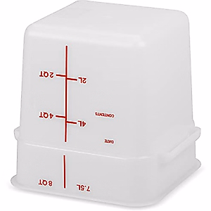 Carlisle FoodService Products Squares Square Food Storage Container with Stackable Design for Catering, Buffets, Restaurants, Plastic, 8 Quarts, White