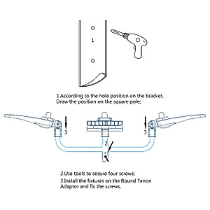 NEW SOONLED 180 Degree Bullhorn Bracket for 3 Lights, Mounting Bracket With Round Pole,Tenon in 2 3/8 inch Slip Fitter Light, for Parking Lot Light street light and Outdoor lighting fixtures