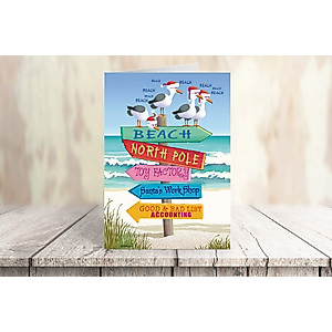 Stonehouse Collection Beach Signs Christmas Card - Boxed set of18 Christmas Cards & Envelopes (Standard)