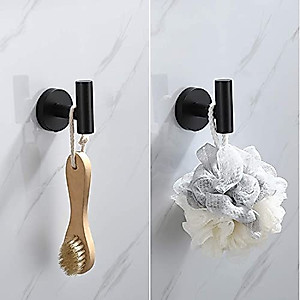 GORDEE [2 Pack] Bathroom Robe Towel Hooks, SUS304 Stainless Steel Wall Mounted Heavy Duty Hook Holder, Towel Coat Robe Sponge Holder for Bathroom & Kitchen, Matte Black
