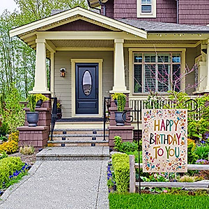 Happy Birthday Garden Flag Vertical Double Sided Welcome Farmhouse Burlap Yard Outdoor Décor Gift Flag 12.5x18 Inch