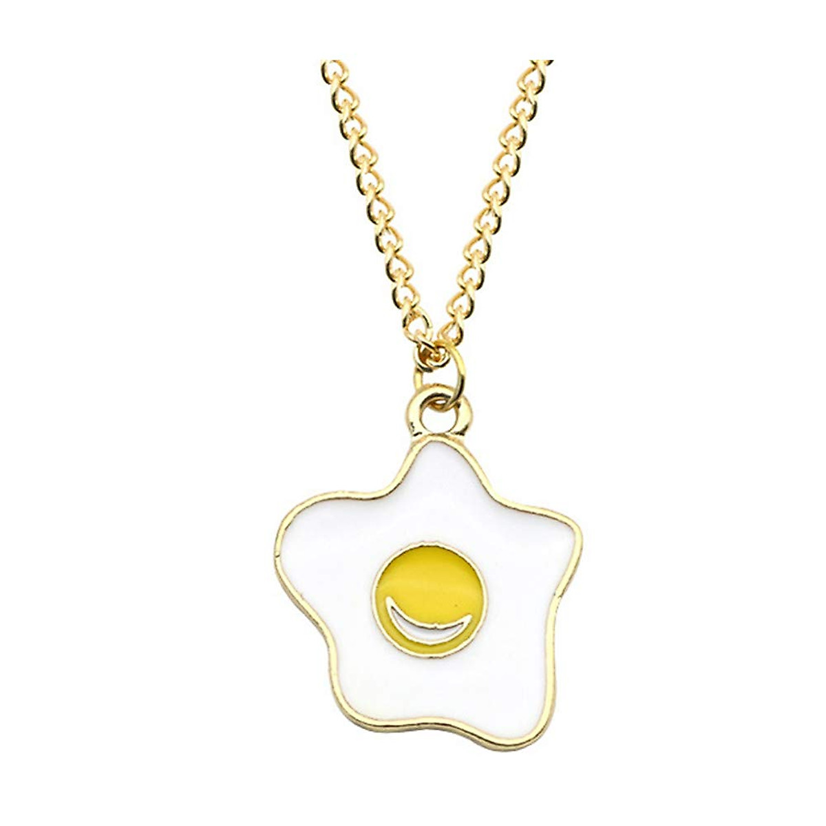 yihan jewelry 3D Cute Fried Eggs Neckalces 18K Gold Plated Poached Egg Charm Pendants Lovely Omelette Pendant Necklace