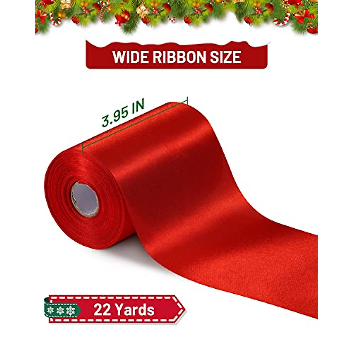 FAKILO Red Satin Ribbon 4 Inch x 22 yd Wide Thick Ribbon for A Grand Opening Business Ribbon Cuttings Ceremony Bow Wedding Chairs Pageant Sashes Christmas Festival Decor