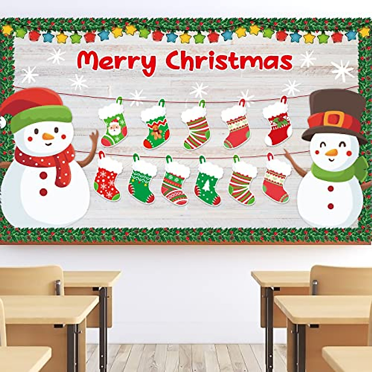 45 Pcs Christmas Stocking Cutouts Xmas Cut-Outs for Winter Bulletin Board Classroom Office Christmas Party Decorations