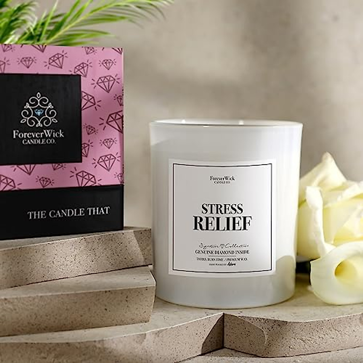 Foreverwick Stress Relief Candle | Diamond Candle Gift | Relaxing Candle Scent | Aromatherapy Candle for Bath, Destress & Clearance | Strong Scented Candles for Decor | 14 oz & 70 Hours Burning Time