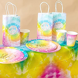 Joyful Toys Tie Dye Party Bags Pack of 16 - Goodie Gift Bags with Handle for Candy Favors & Treats | Ideal for 70s Pastel Tie Dye Hippie Party Decorations & Party Supplies