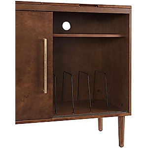 Crosley Furniture Everett Media Console and Record Player Stand with Storage for Vinyl Records, Mahogany