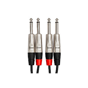 Hosa HPP-015X2 Pro Stereo Interconnect, Dual REAN 1/4 in TS to Same, 15 ft