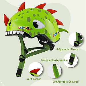 Kids Toddler Bike Helmet, Adjustable and Multi-Sport for Child Boys and Girls, 2 Sizes (Dinosaur, Small)