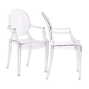 Modway Casper Modern Acrylic Stacking Two Dining Armchairs in Clear