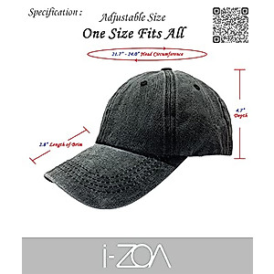 iZOA Caps and Hats for Men and Women Vintage Fashion Adjustable Distress Washed Unisex Baseball Caps Hats