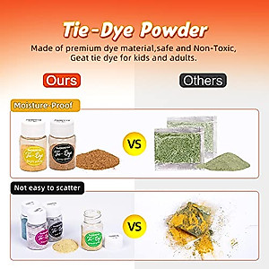 Tie Dye Powder, 12 Colors DIY Tie Dye Powder Bottled Fabric Dye for Large Groups, Tie Dye Kits for Kids Adults, Shirts, Clothing Group Craft Arts Party Supplies(12Bottles,10G Per Bottle)