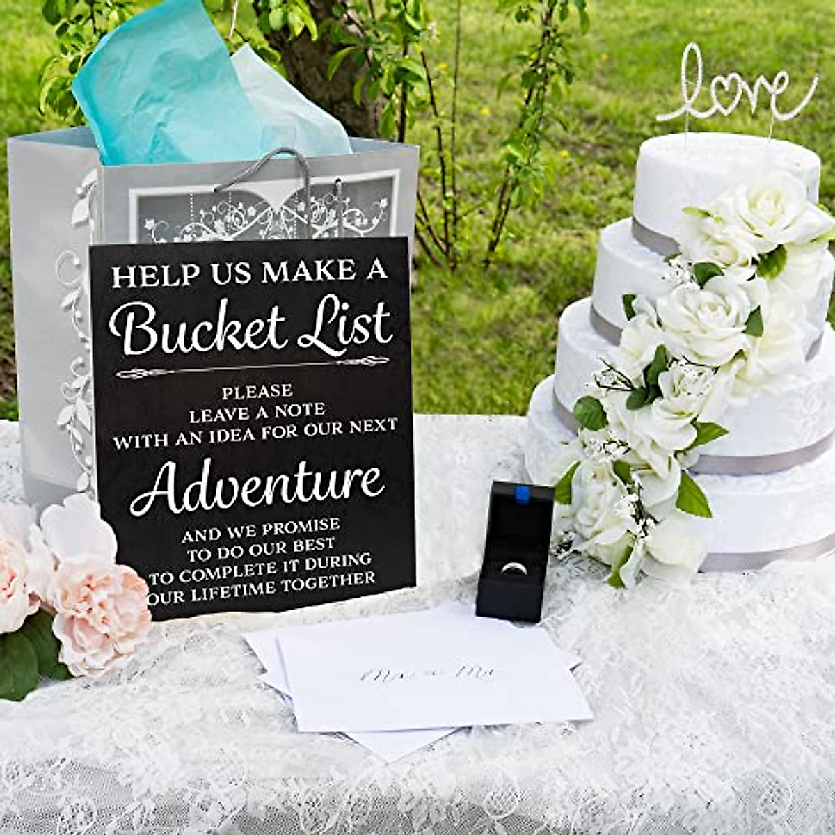 JennyGems Bucket List Wedding Signs, Wedding Decor, Wedding Reception Sign, Wedding Table Decorations, Wedding Bucket List, 10 x 12 Wooden Sign, Black